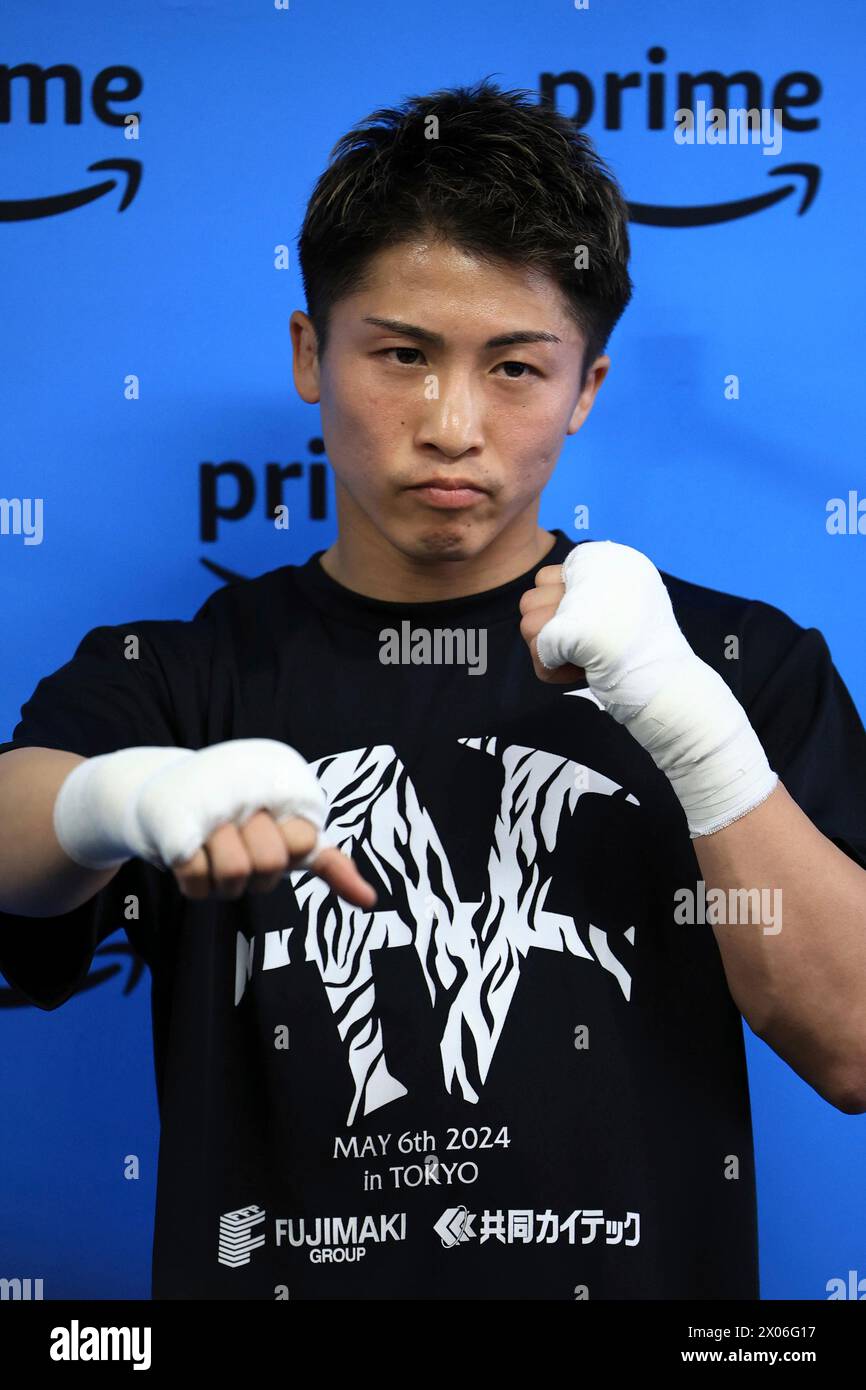 Naoya Inoue, nicknamed "the Monster" poses after his training session ...