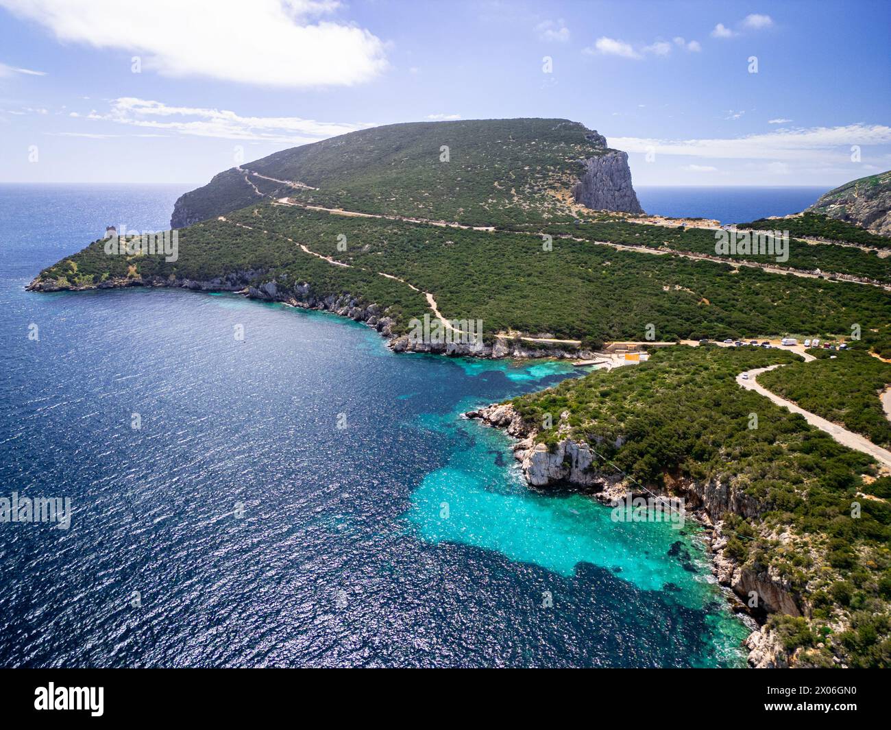 Rocky cape with picturesque hiking trails, diving spots, and caves with ...