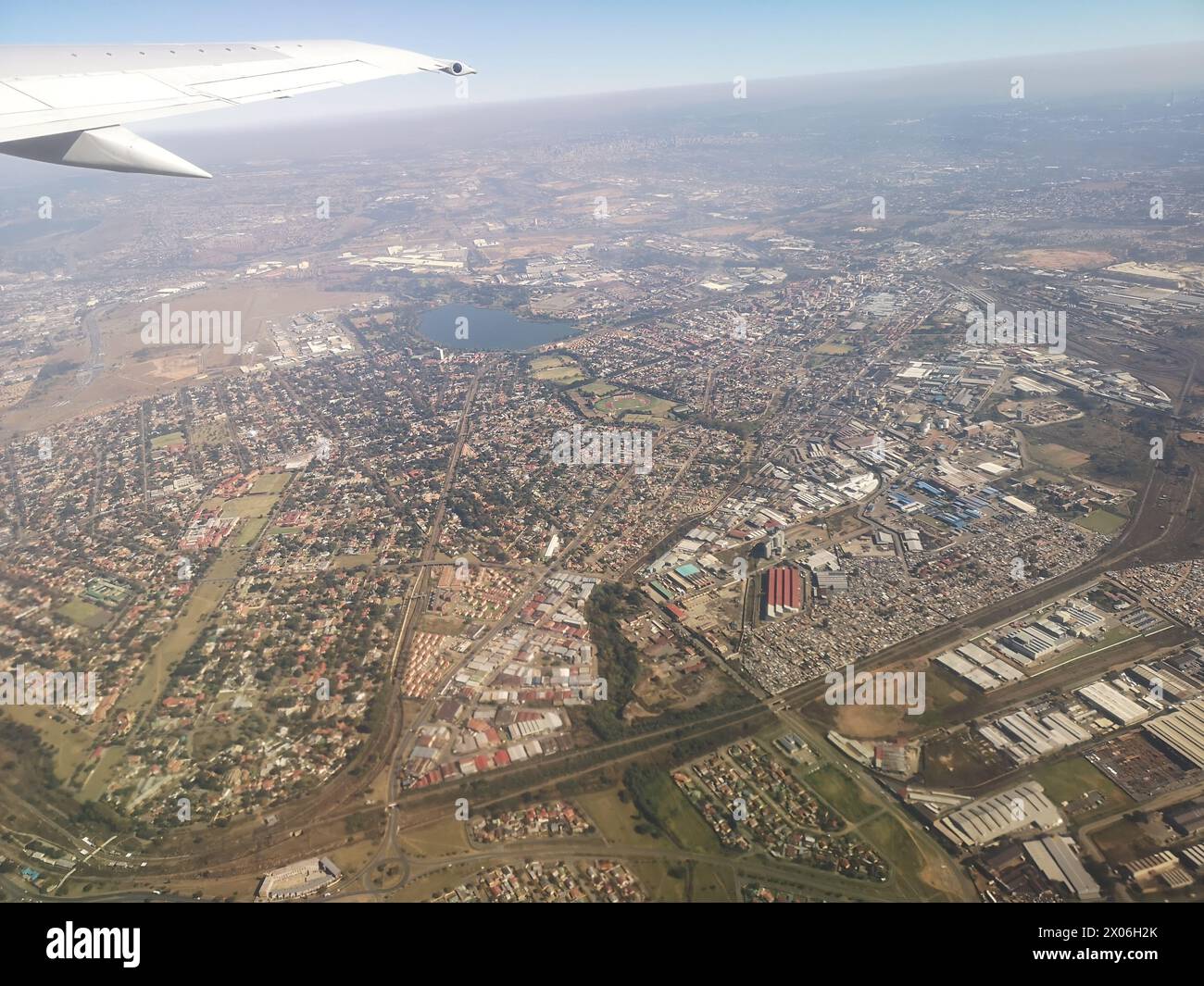 Areal view of Germiston, also known as kwaDukathole in the East Rand ...
