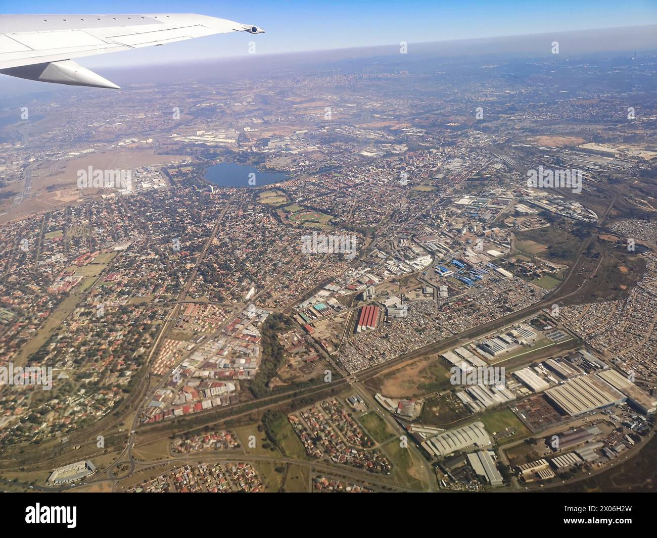 Areal view of Germiston, also known as kwaDukathole in the East Rand ...
