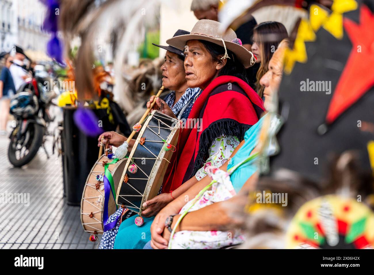 Indigenous Women Waiting To Perform At The Salta Carnival, Salta ...