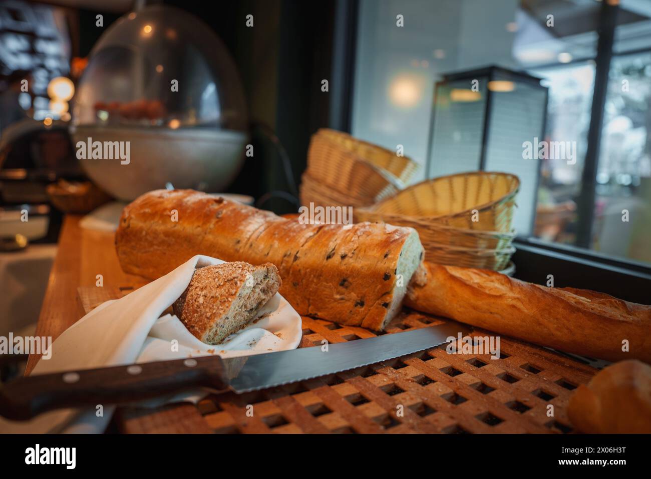 Luxury Hotel Dining Setup with Freshly Baked Bread, Zermatt Stock Photo ...