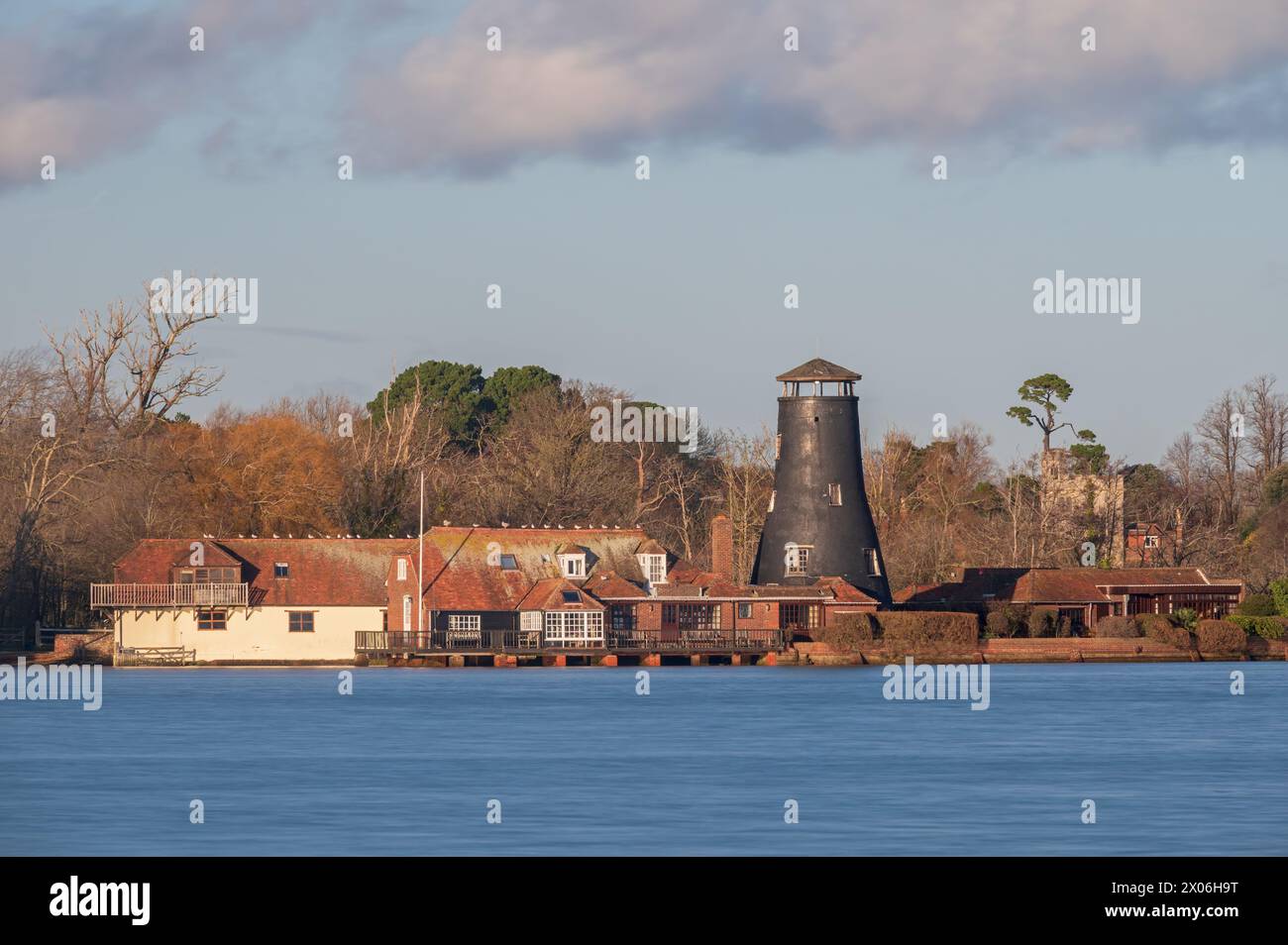View across the top of Chichester Harbour at Langstone showing the ...