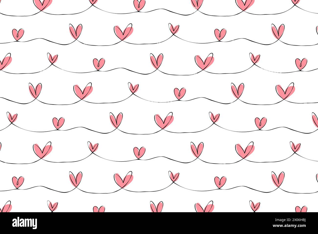 Seamless pattern with a line of pink hearts. Valentine background ...