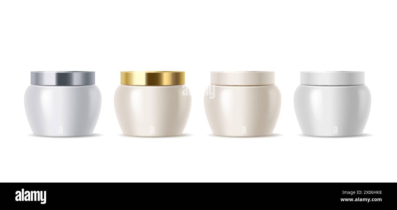 Blank jars of cream realistic vector illustration set. Promo design ...