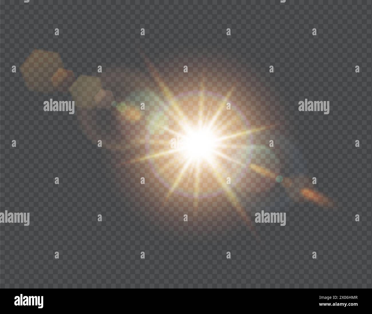 Sun light glaring blast realistic vector illustration. Sunlight shining ...