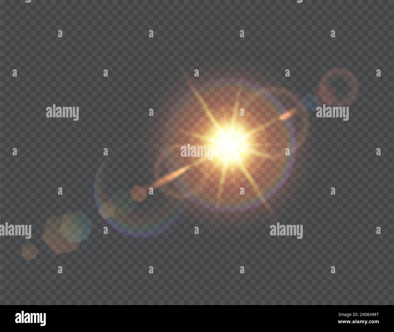 Sun light glaring blast realistic vector illustration. Sunlight shining ...