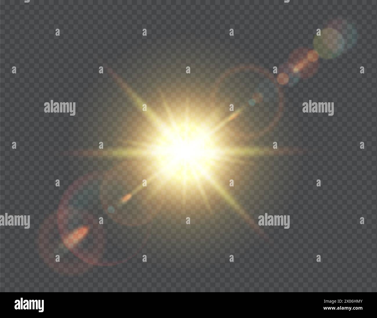 Sun light glaring blast realistic vector illustration. Sunlight shining ...