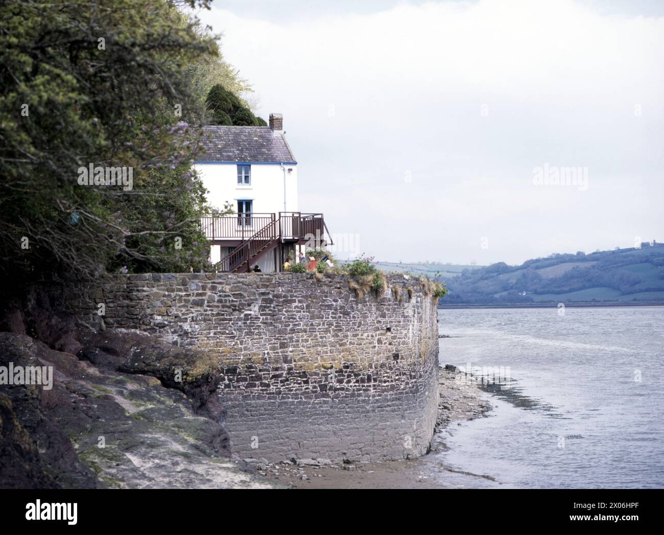 Dylan Thomas’ boathouse, overlooking the estuary where the river Taf ...