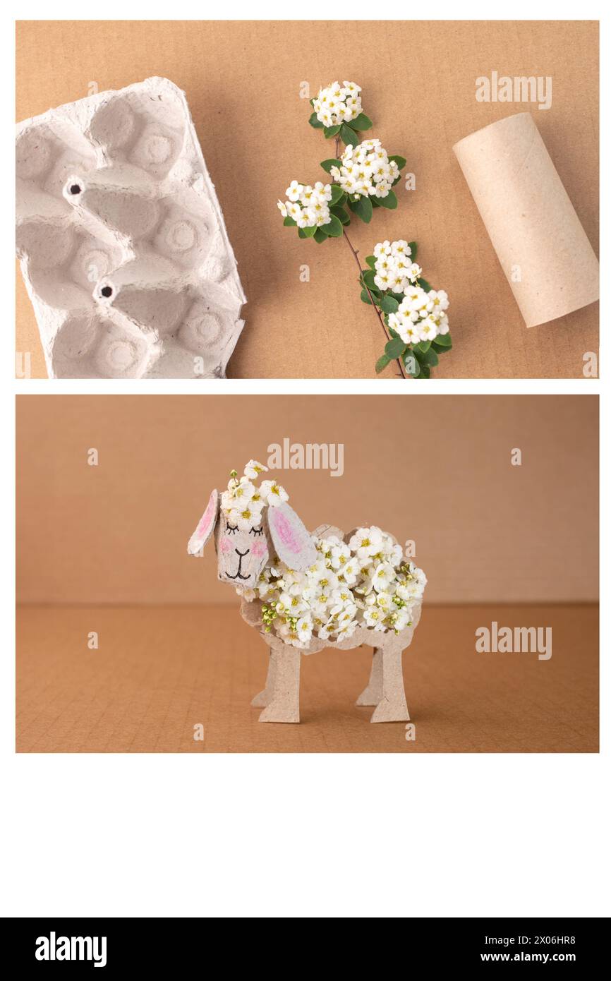 Whimsical sheep DIY project, egg carton box, toilet paper roll tube ...