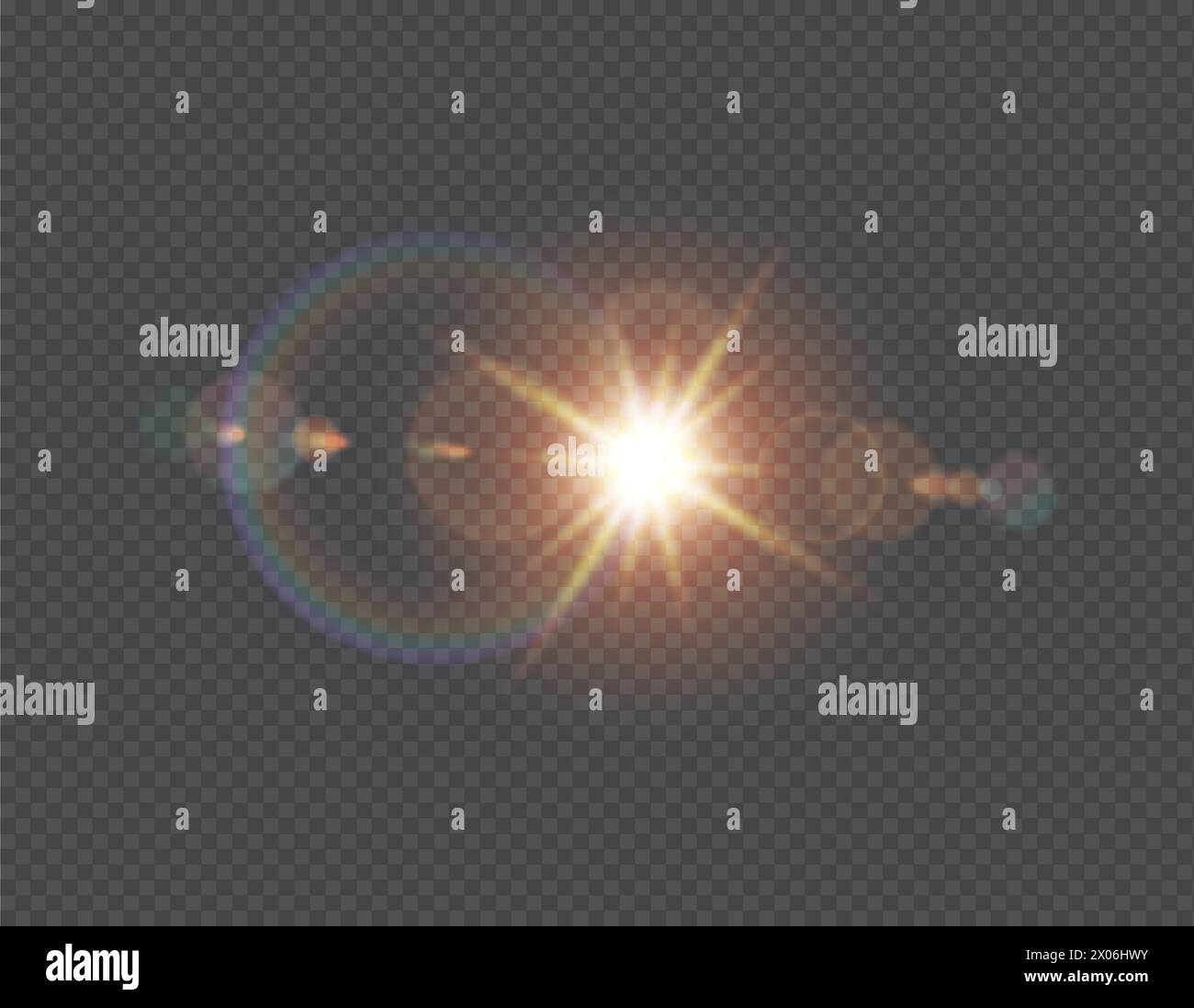 Sun light glaring blast realistic vector illustration. Sunlight shining ...