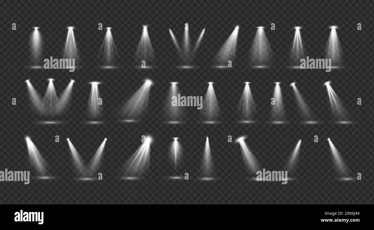 White stage backlight effects 3d realistic vector illustration set ...