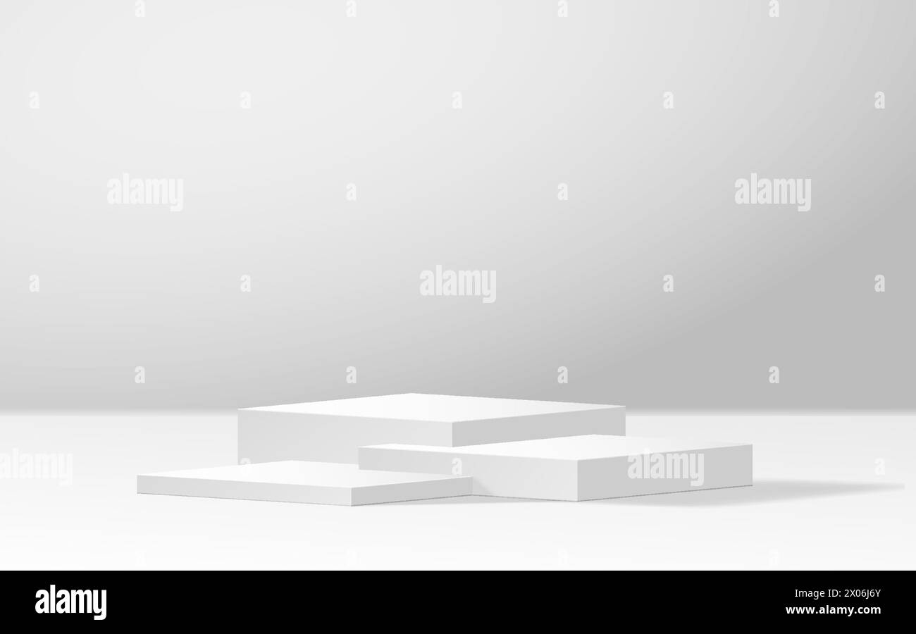 Square promo podium realistic vector illustration. Empty showcase ...
