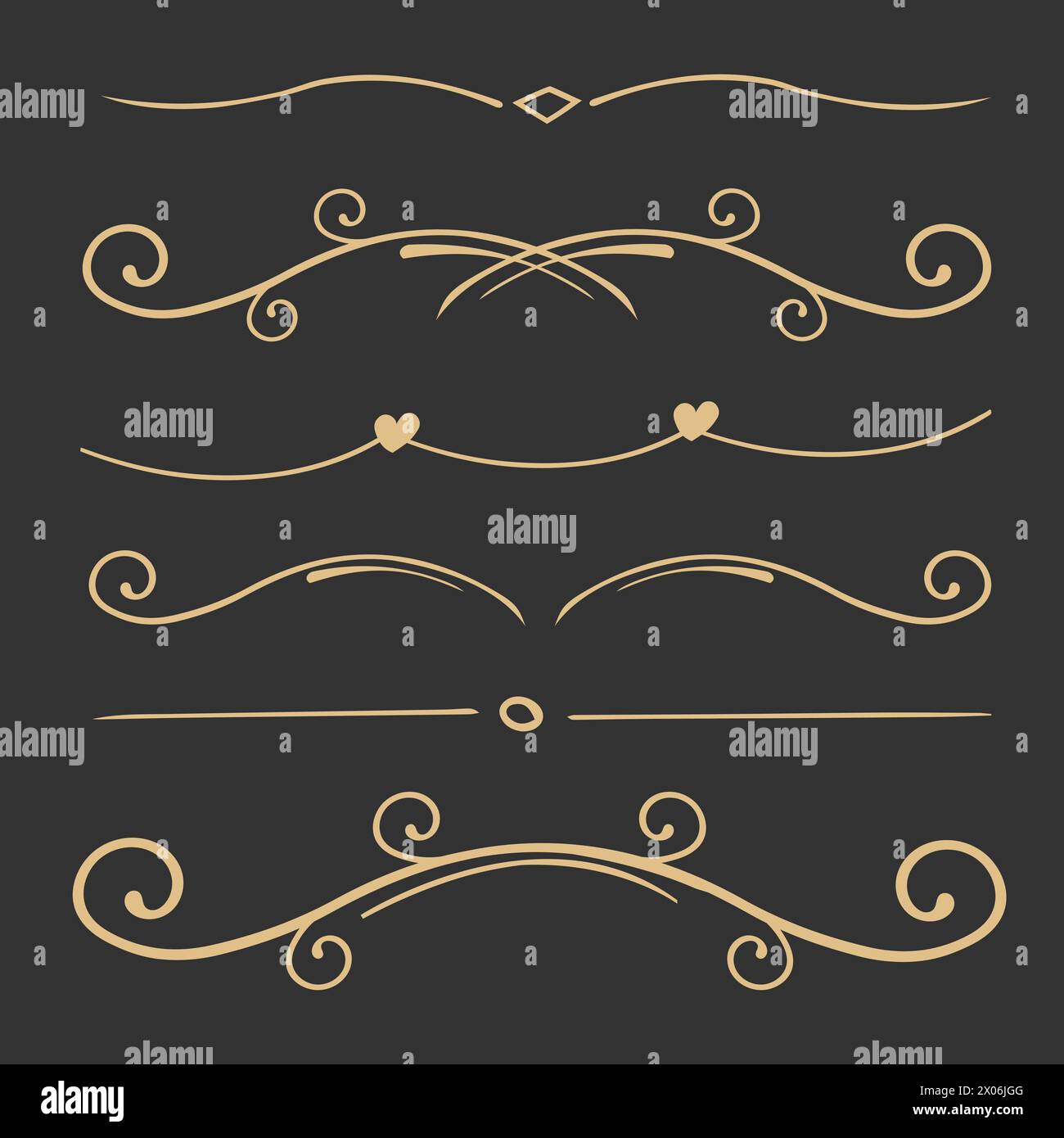 Elegant gold divider thin line classic deco border separator collection ...