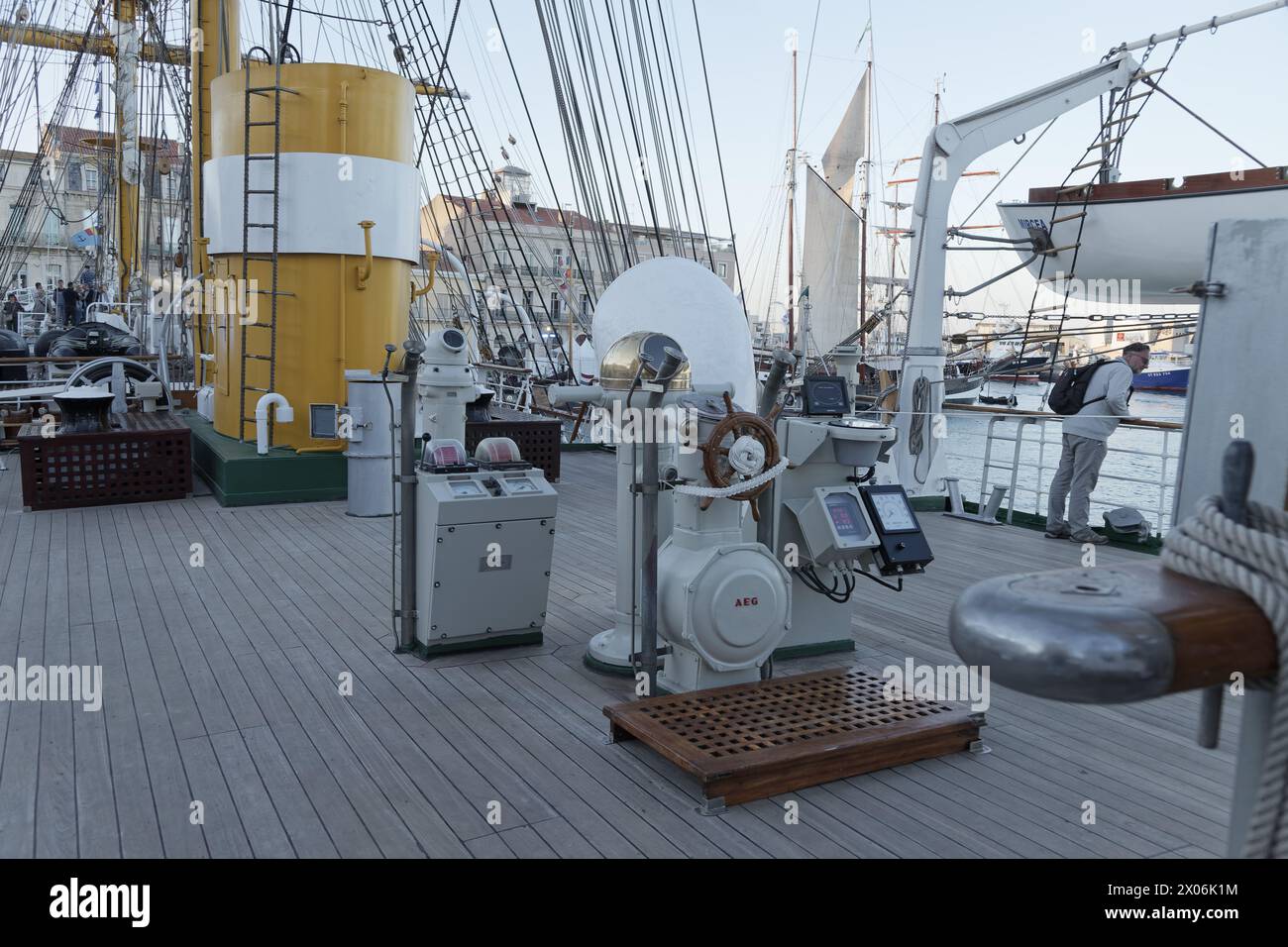 Sete, France.16th April, 2022.The equipment of the Mircea, a training ...