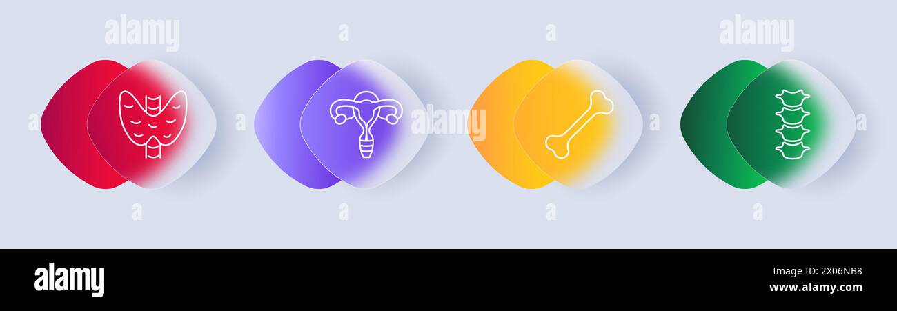 Organs set icon. Female reproductive organ, pelvis, bone, skeleton ...