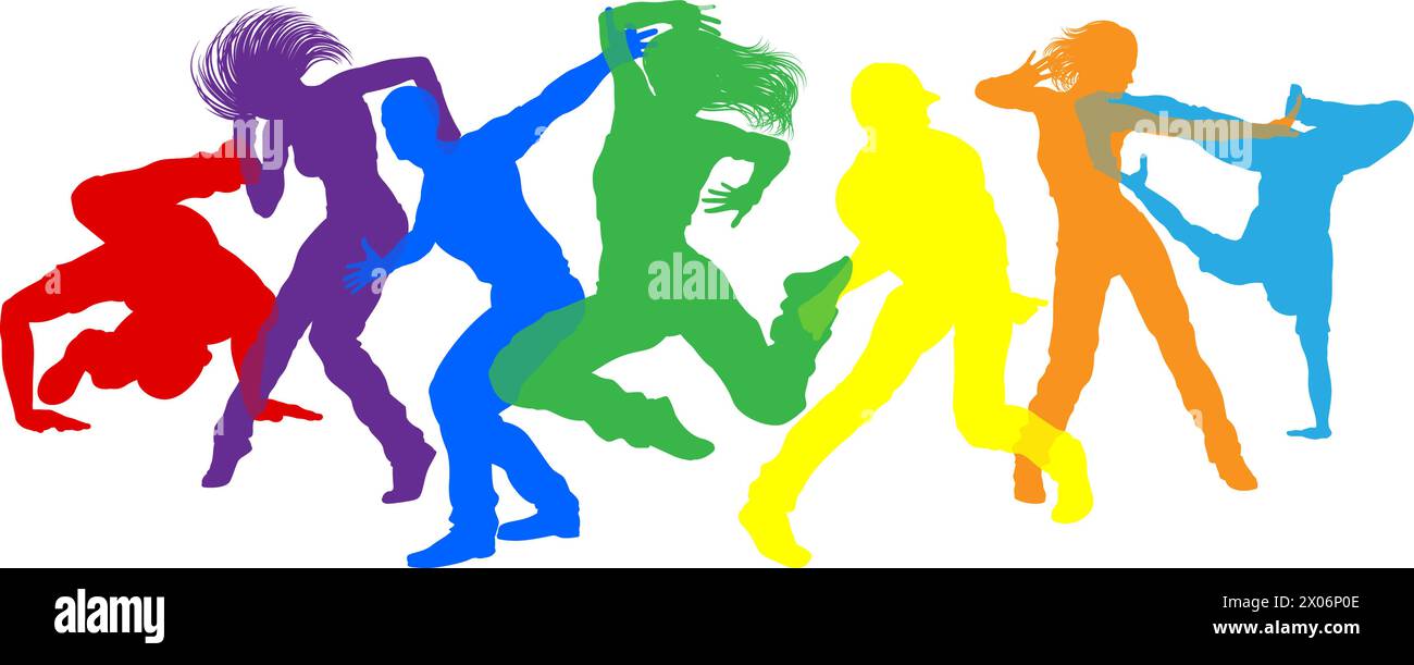 Dancers Silhouette Street Dance Poses Silhouettes Stock Vector Image ...