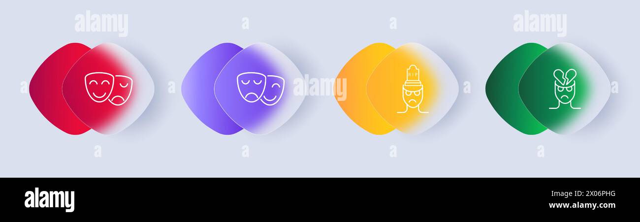 Mood icon set. Theater masks, smile, anger, man, silhouette, health ...