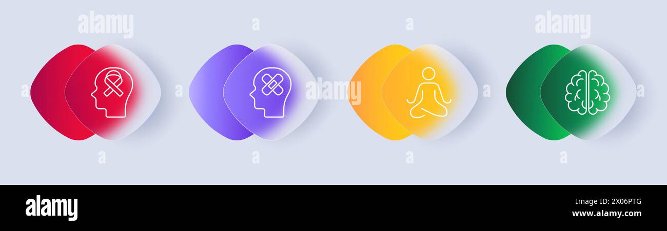 Mood icon set. Human, silhouette, ribbon, fight against cancer, patch ...