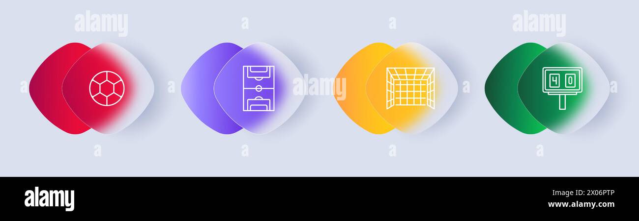 Sports set icon. Soccer ball, sports equipment and supplies, field ...