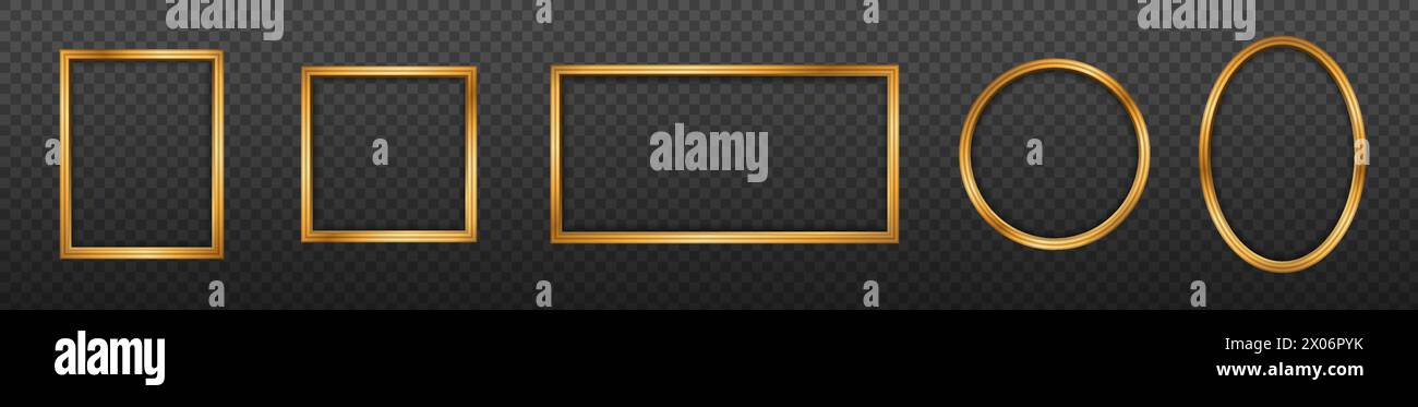 Golden frame border. 3d golden vector frame Stock Vector Image & Art ...
