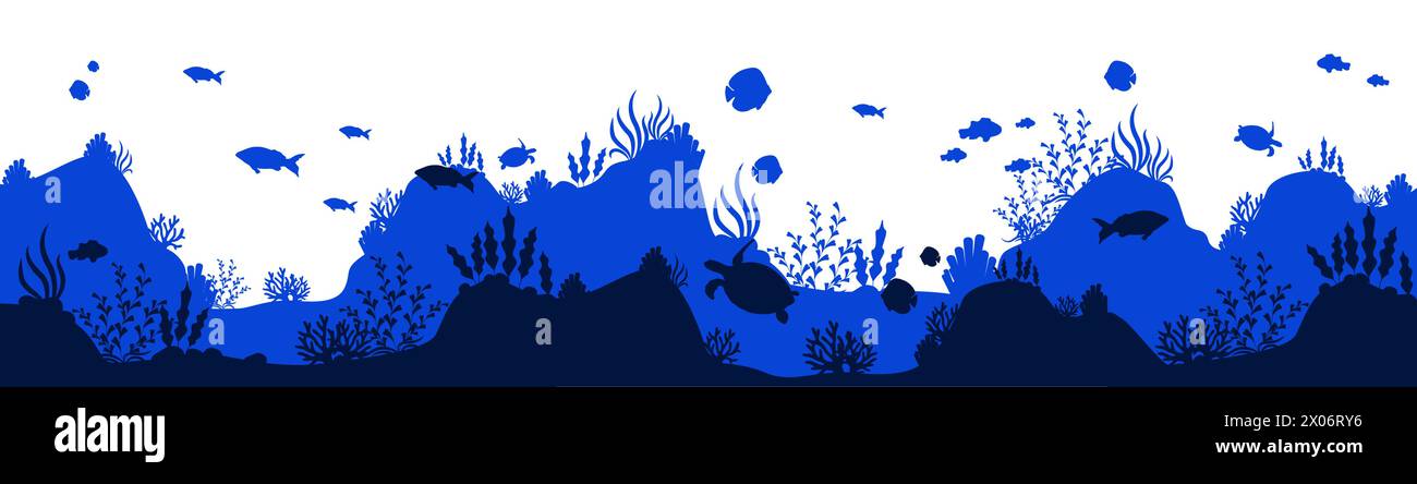 Sea underwater silhouette background vector Stock Vector Image & Art ...