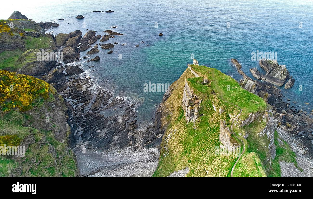 Findlater Castle Cullen Aberdeenshire coastline in Springtime and the ...