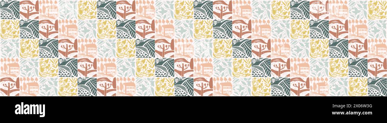 Modern vector border with pretty pressed floral drawing motifs ...