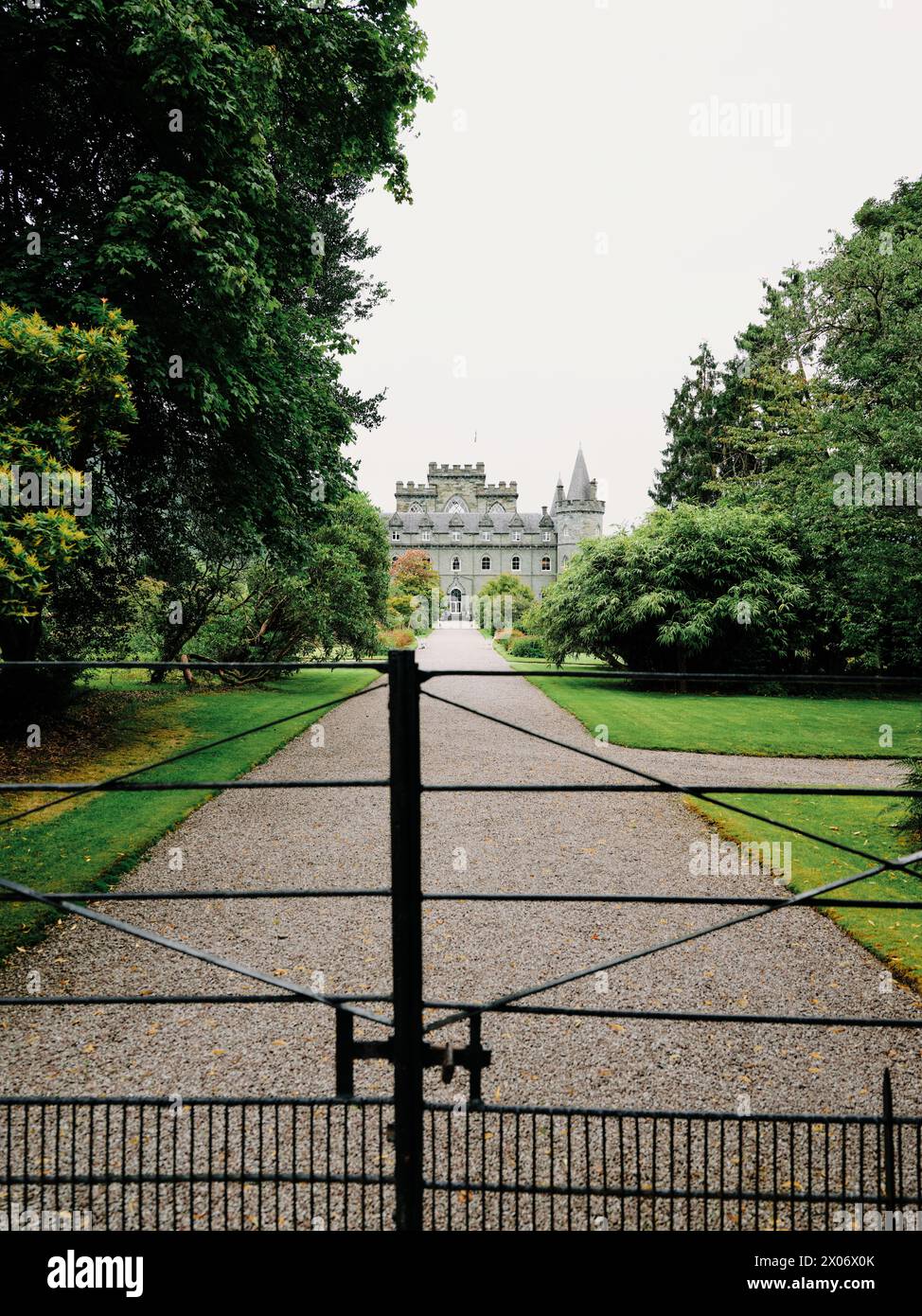 closed gates to Inverary Castle and gardens in Argyll Scotland UK Stock ...