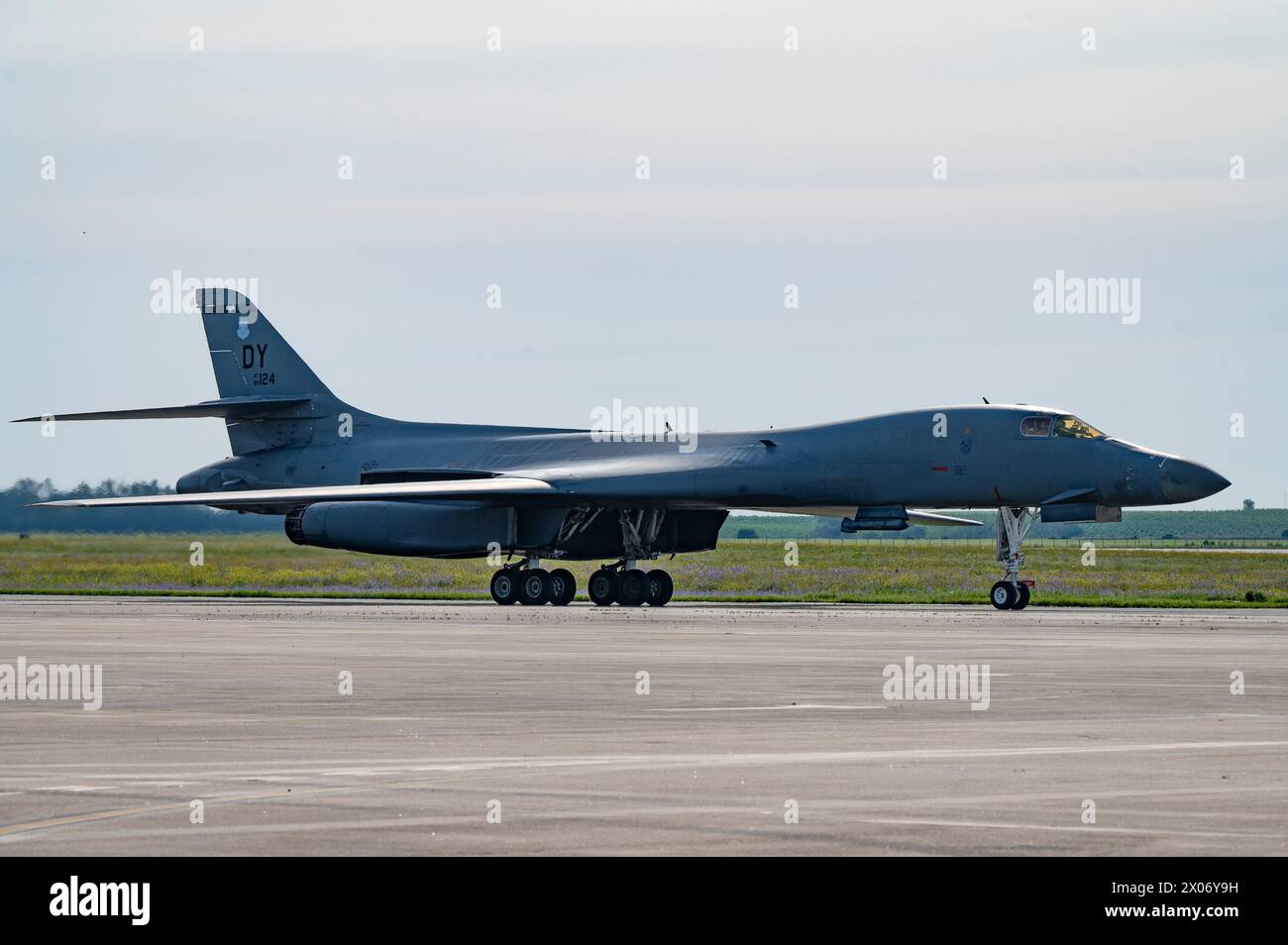 A B-1B Lancer assigned to Dyess Air Force Base taxis at Morón Air Base ...