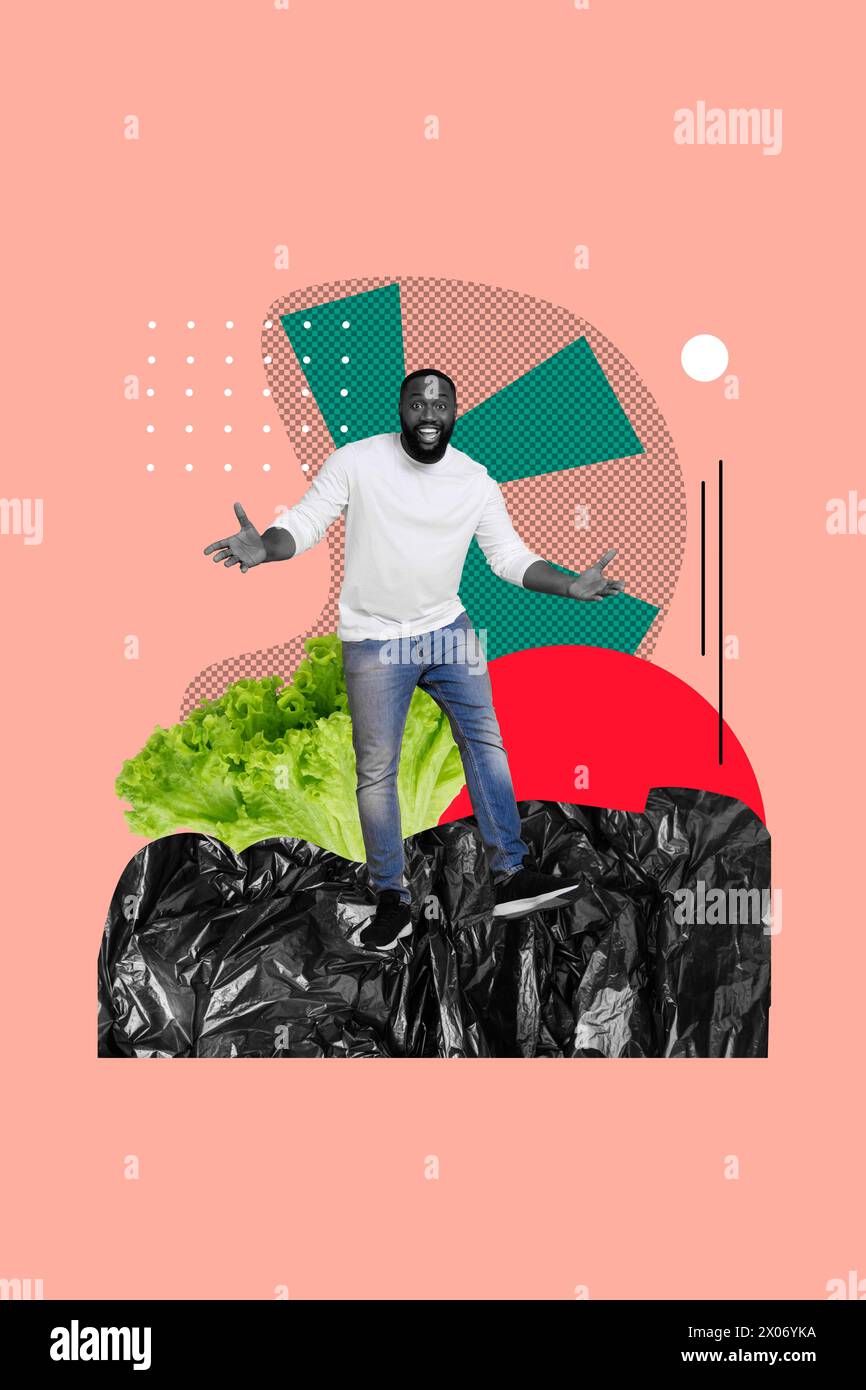 Creative abstract template graphics collage image of funny guy ...