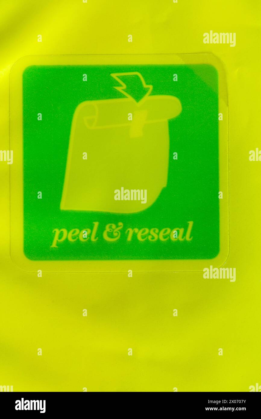 peel & reseal Reclosable sticker on packet of M&S milk chocolate sea ...