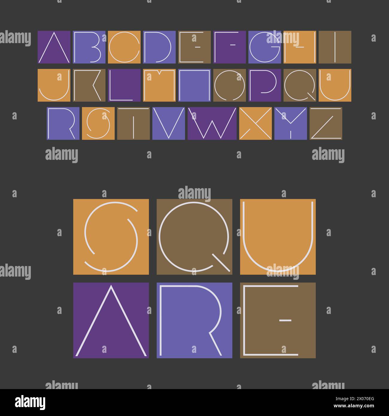 Modern Flat Line-Art Style Colorful Bold Font Set Design - Collection ...