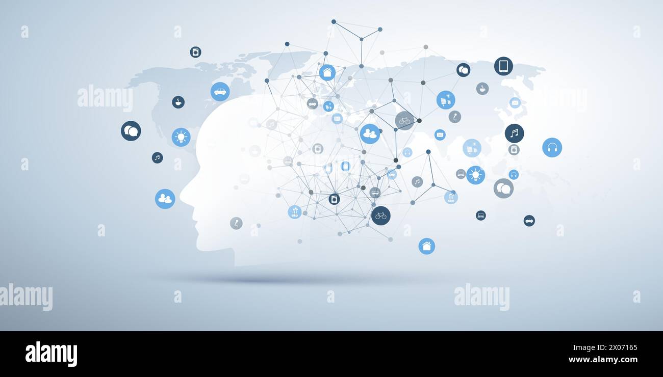 Machine Learning, Artificial Intelligence, Cloud Computing and IoT Networks Design Concept with ...