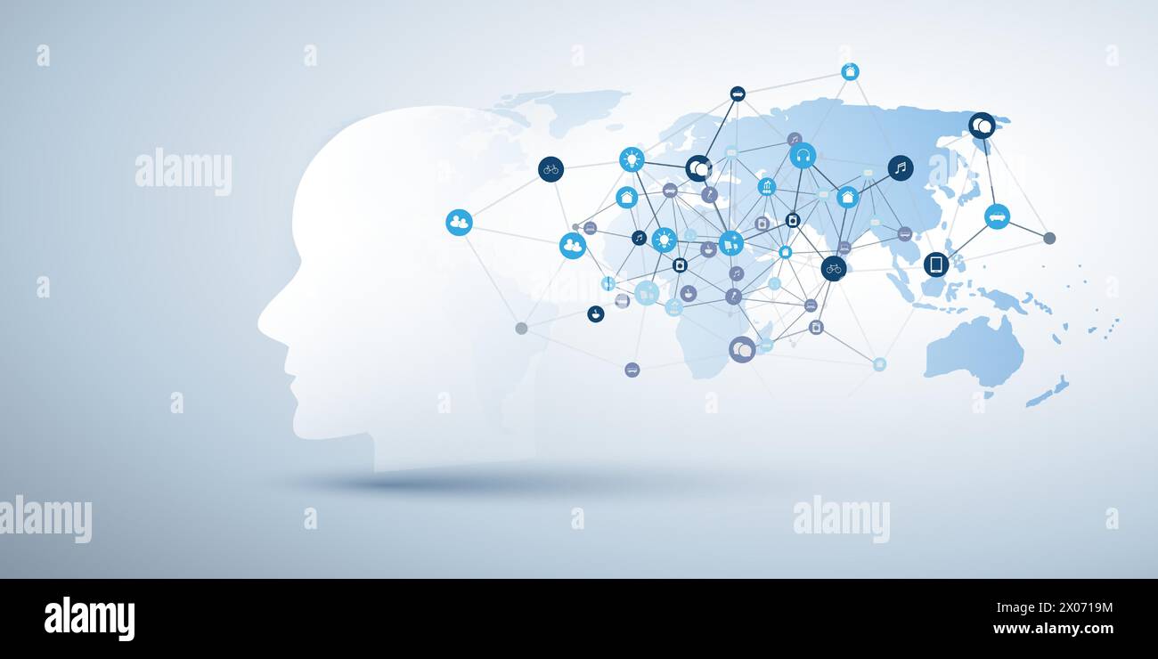 Machine Learning, Artificial Intelligence, Cloud Computing and IoT Networks Design Concept with ...