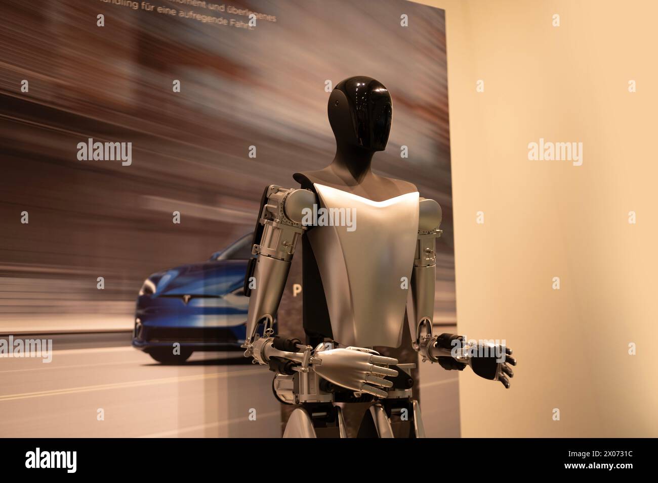 futuristic humanoid robot named Tesla Bot Optimus, designed by Tesla ...