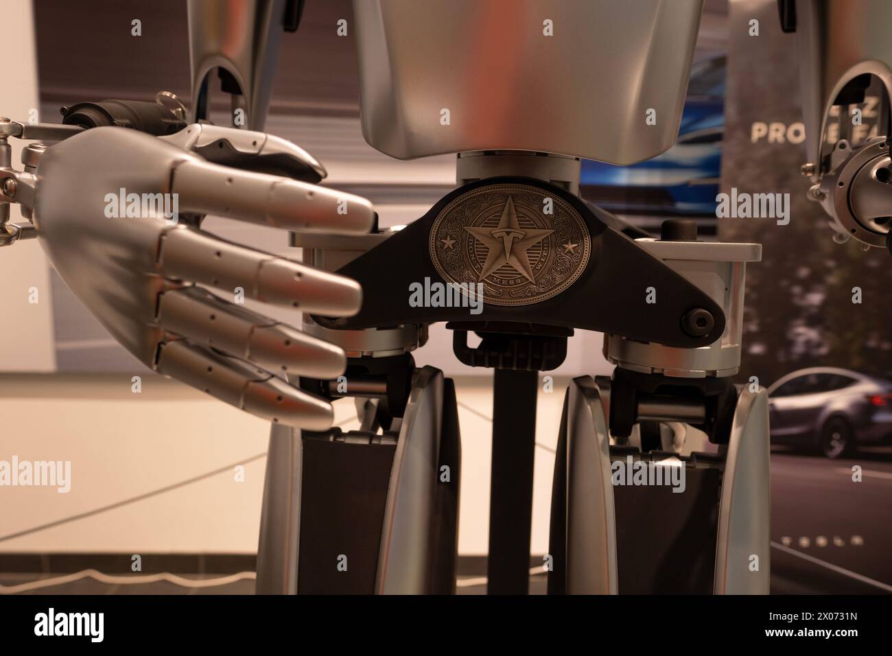 futuristic humanoid robot named Tesla Bot Optimus, designed by Tesla ...