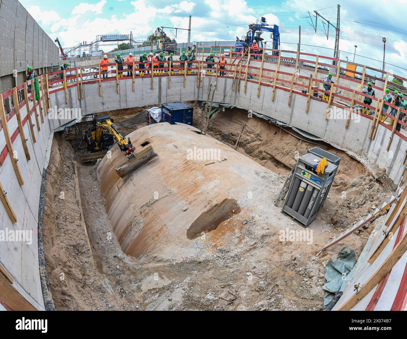 Rastatt, Germany. 10th Apr, 2024. View of part of the exposed tunnel boring machine at the ...