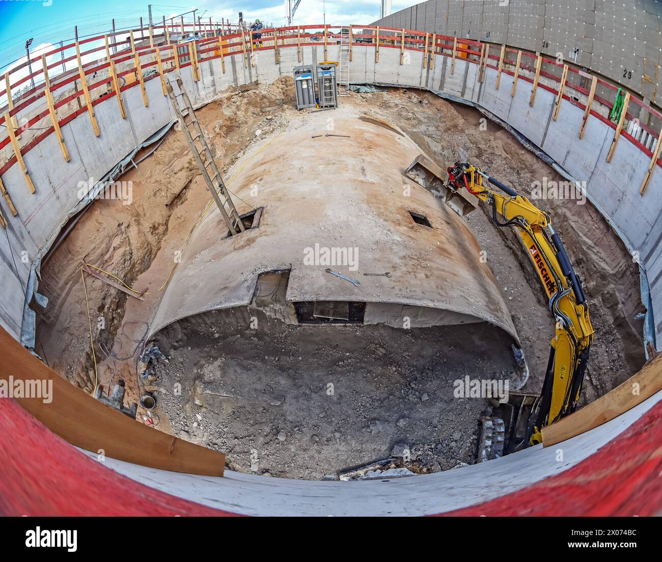 Rastatt, Germany. 10th Apr, 2024. View of part of the exposed tunnel boring machine at the ...