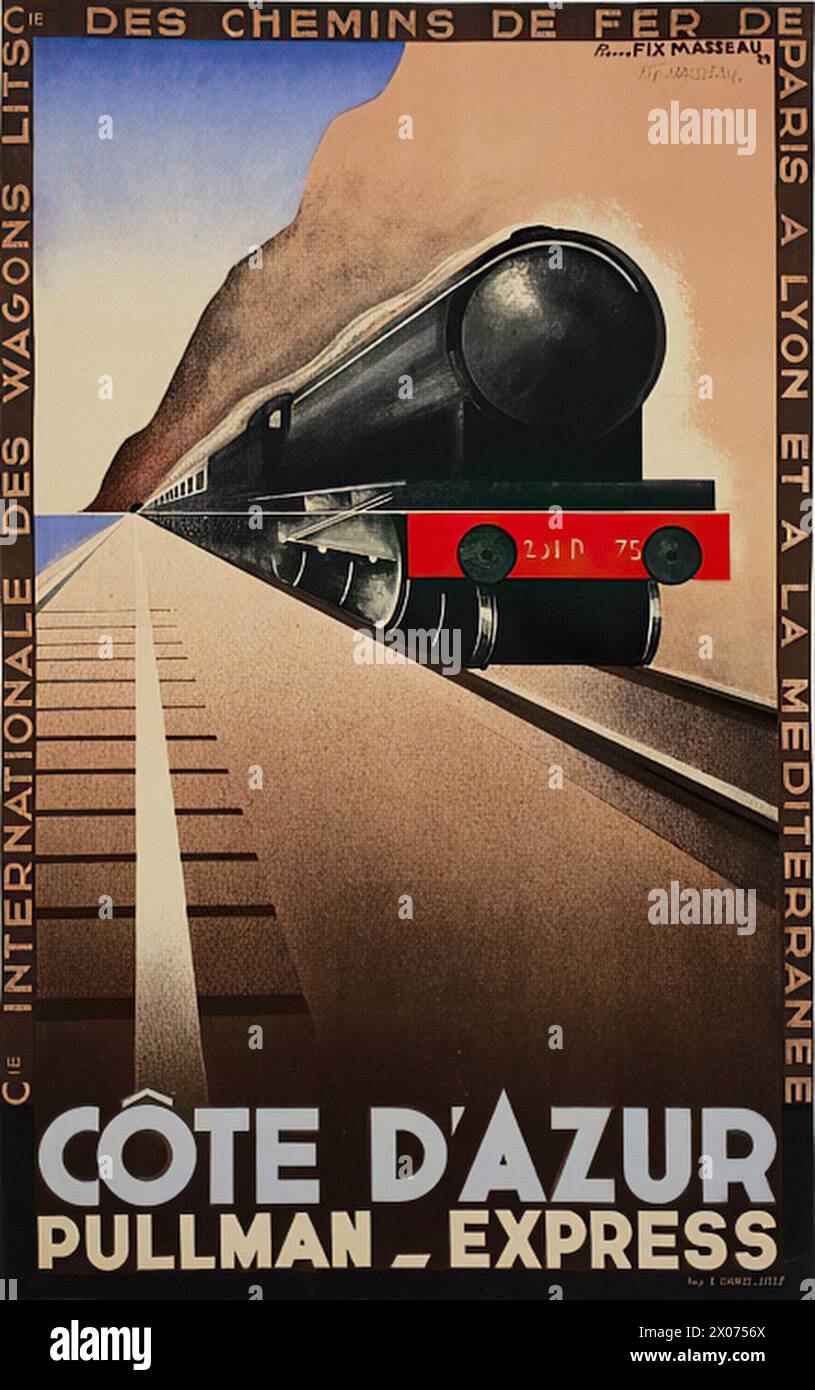 Pullman Express poster 1929 - Vntage train advertising poster Stock ...