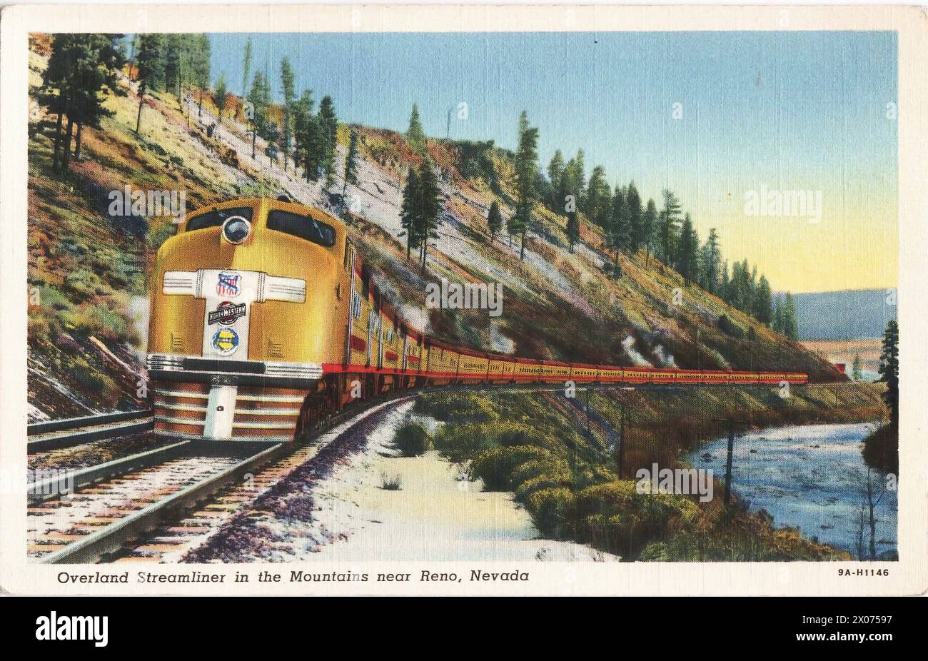 UP EMC E2- Vintage Train advertising posterv Stock Photo - Alamy