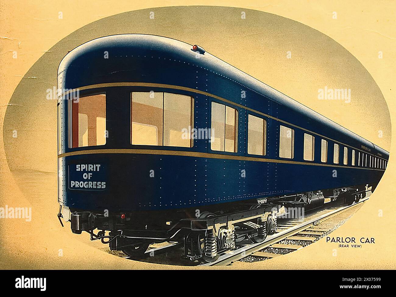 VR Spirit of Progress - Vintage Train advertising poster Stock Photo ...