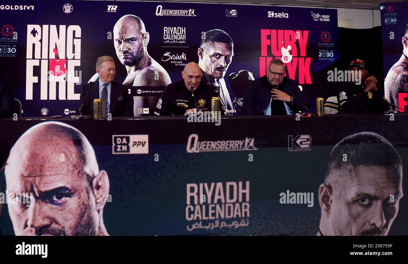Promoter Frank Warren Tyson Fury and manager Spencer Brown during a ...