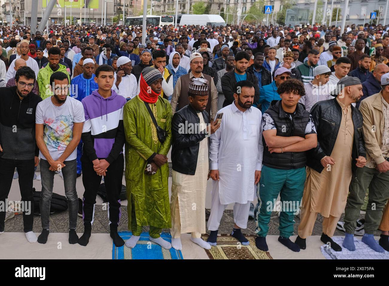 Eid al-Fitr, Napoli Eid al Fitr Muslim community members pray at Piazza ...