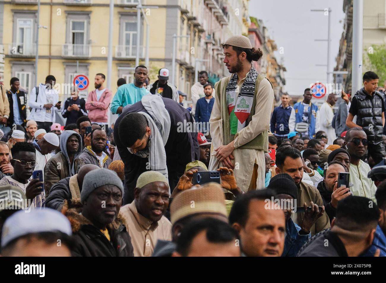 Eid al-Fitr, Napoli Eid al Fitr Muslim community members pray at Piazza ...