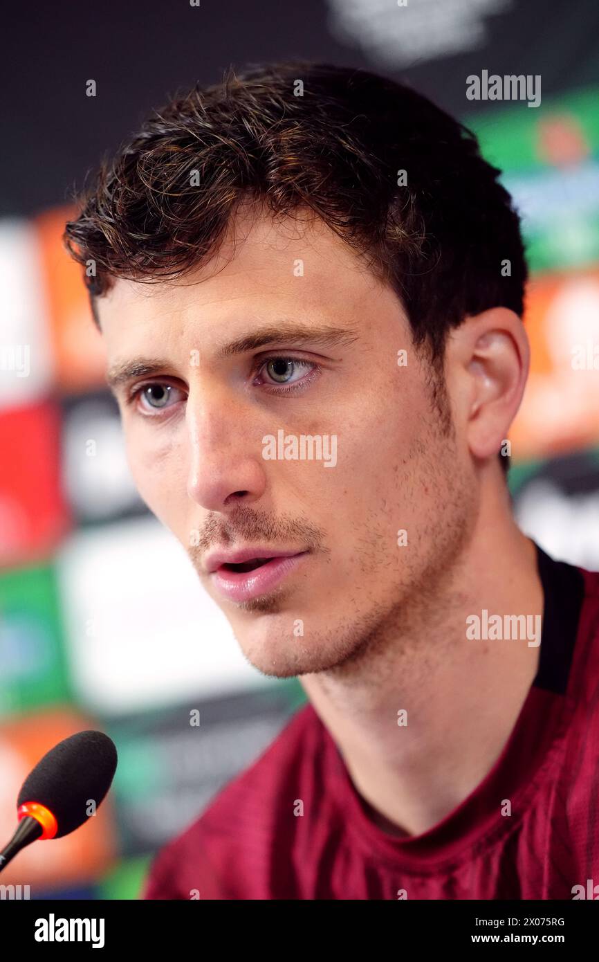 Aston Villa's Pau Torres during a press conference at the Bodymoor ...