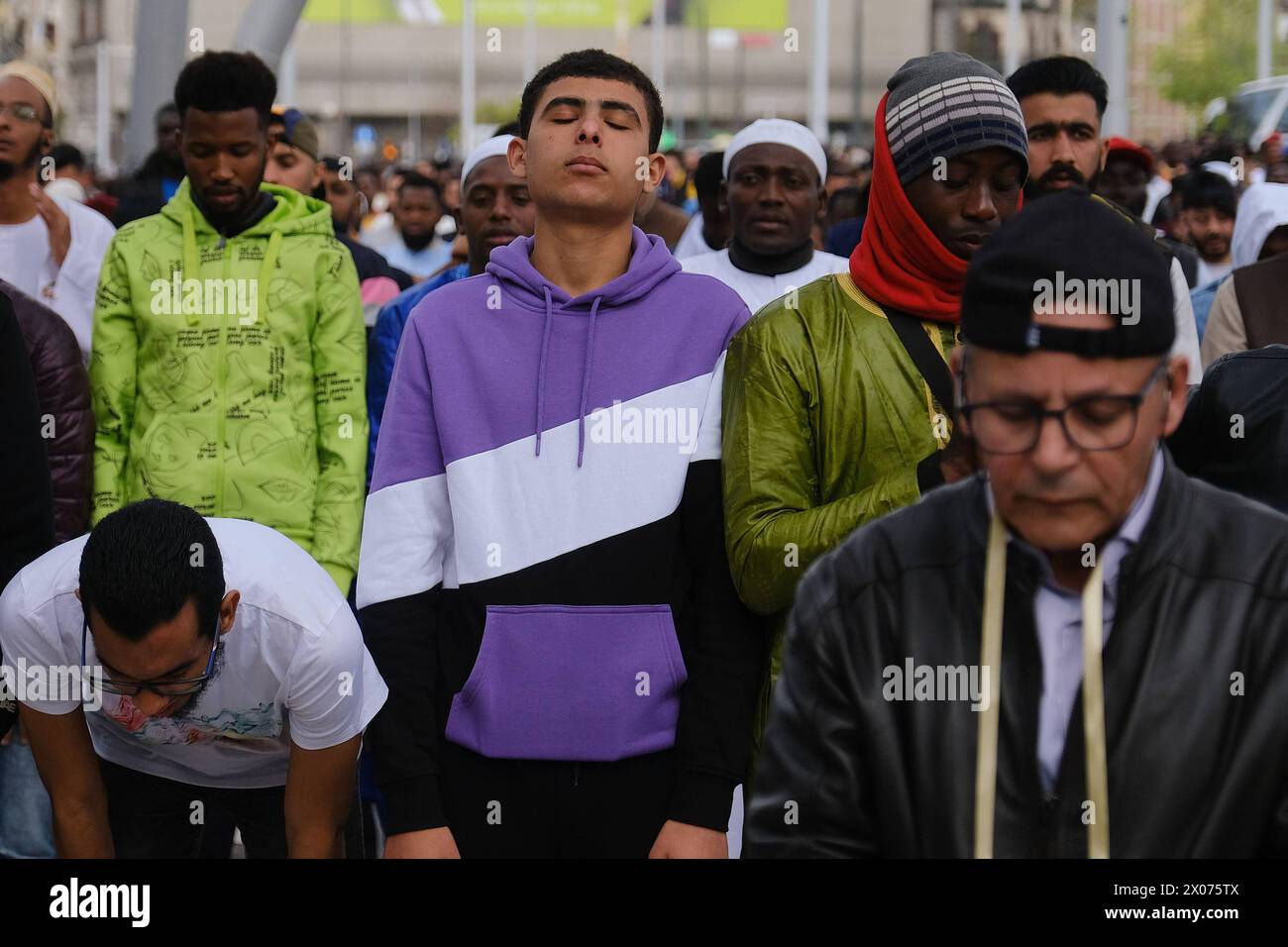 Eid al-Fitr, Napoli Eid al Fitr Muslim community members pray at Piazza ...