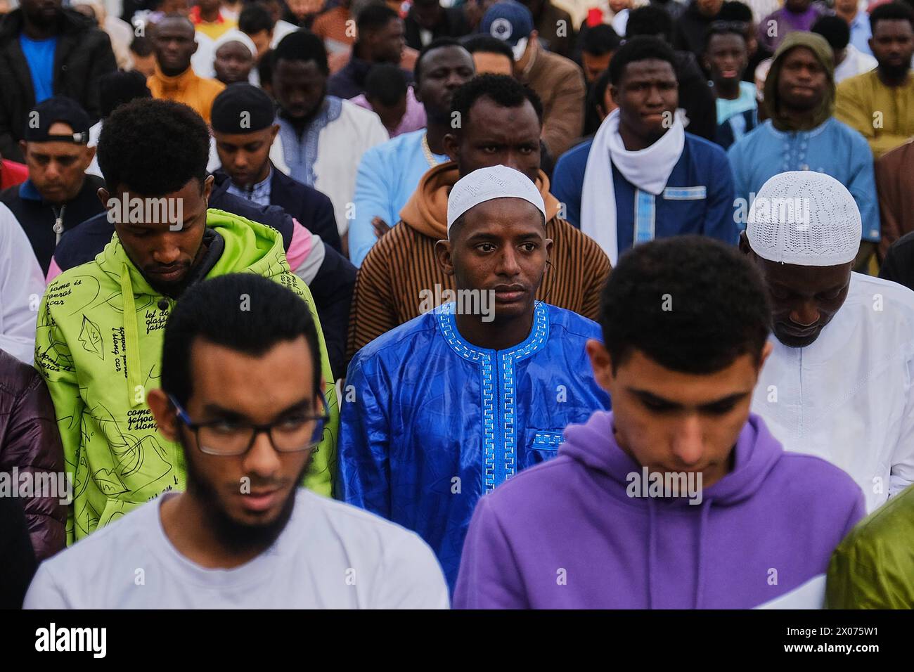 Eid al-Fitr, Napoli Eid al Fitr Muslim community members pray at Piazza ...
