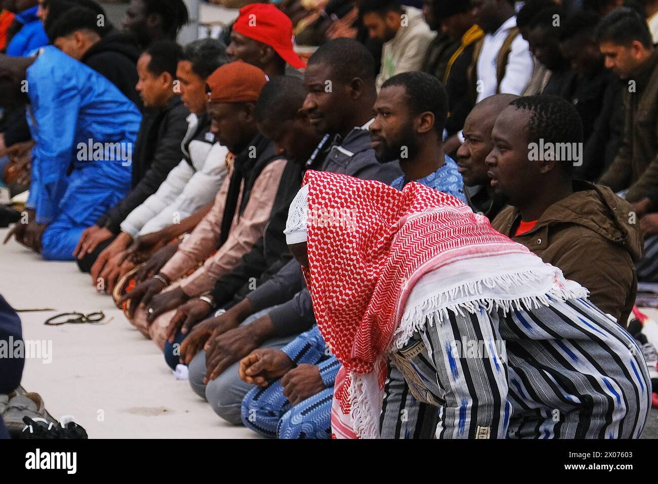 Eid al-Fitr, Napoli Eid al Fitr Muslim community members pray at Piazza ...