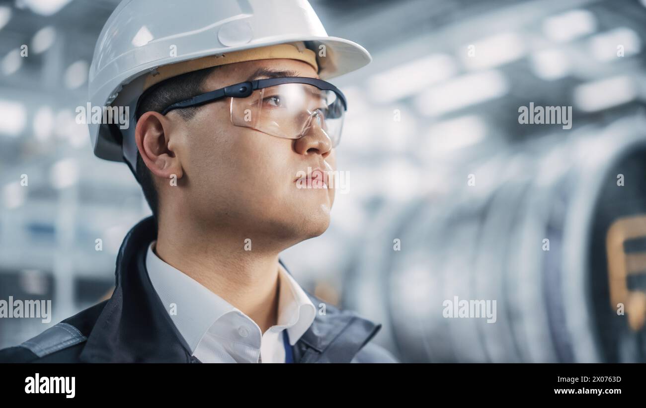 Portrait of a Professional Asian Heavy Industry Engineer, Worker ...
